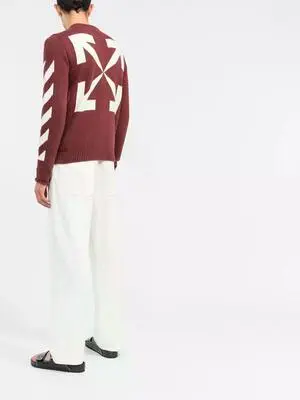 Off-White Arrow-knit Crew Neck Jumper - Red