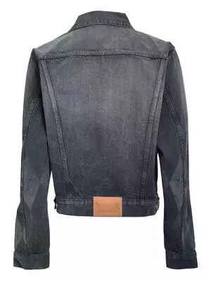 MASU Diamond-pattern Denim Trucker Jacket - Black
