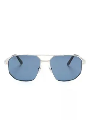 Cartier Santos De Geometric Sunglasses - Silver