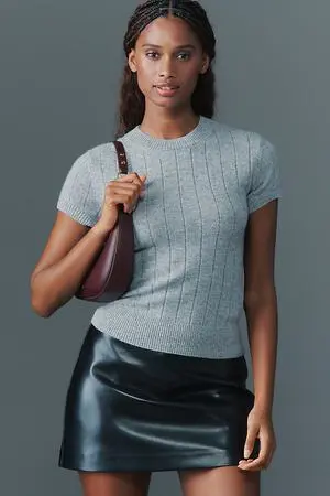 REFORMATION Darcy Cashmere Sweater Tee - Ribbed Granite