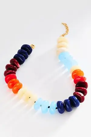 Anthropologie Chunky Necklace - Blue Pattern