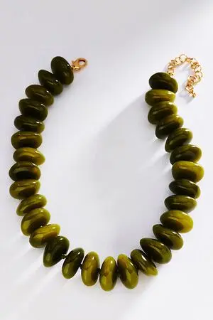 Anthropologie By Anthropologie Bowie Beaded Necklace Chartreuse