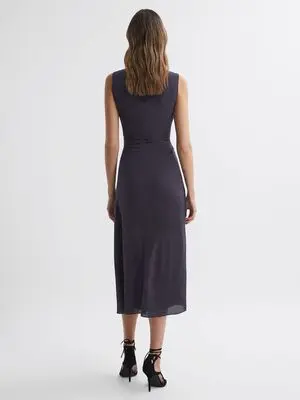 REISS Bodycon Ruched Midi Dress