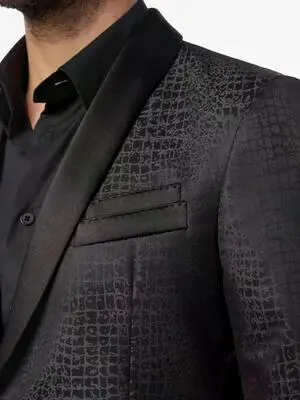 BILLIONAIRE Crocodile-effect Blazer - Black