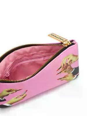 SELETTI Lipstick-print Make-up Bag - Pink