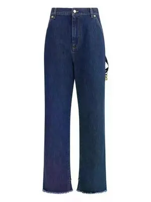 DARKPARK Chain-embellished Frayed Jeans - Blue
