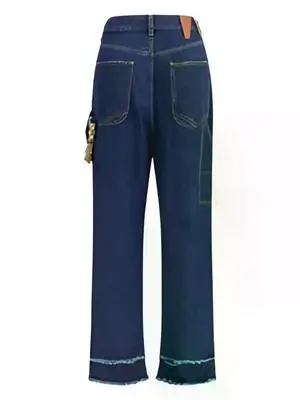 DARKPARK Chain-embellished Frayed Jeans - Blue