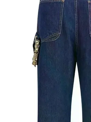 DARKPARK Chain-embellished Frayed Jeans - Blue
