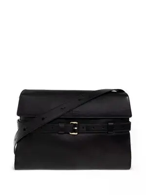 Moschino Belted Leather Shoulder Bag - Black