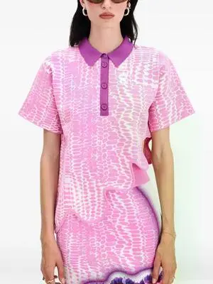 Ph5 Scallop-hem Patterned Polo Shirt