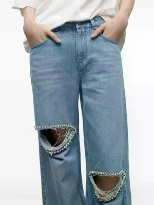 AREA Crystal-embellished Pocket Jeans
