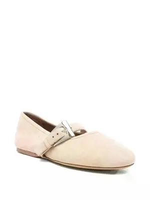 Paris Texas Buckle-strap Suede Flats