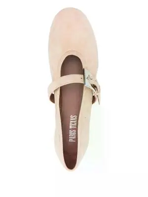 Paris Texas Buckle-strap Suede Flats