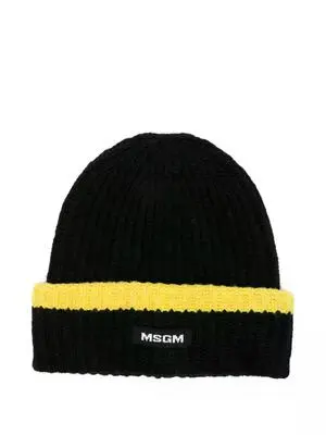MSGM Ribbed-knit Beanie - Black