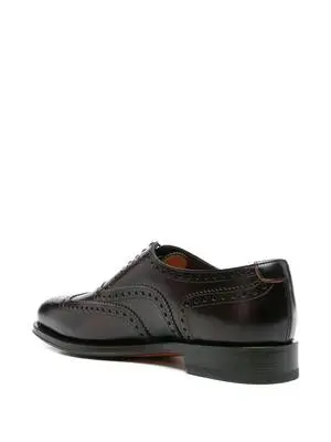 Santoni Leather Brogue Oxford Shoes - Black