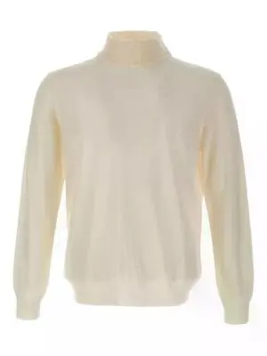 KANGRA Mock-neck Ribbed-cuff Sweater - White