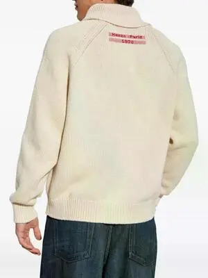 Kenzo Eiffel Tower And Mount Fuji Embroidered Wool Cardigan