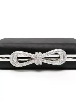 Mach & Mach Crystal-embellished Bow Clutch - Black
