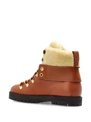 ODISSI Odissì Heidi Lace-up Shearling Hiking Boots - Brown