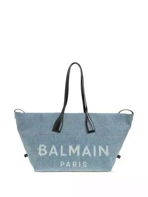 Balmain Logo-print Denim Tote Bag - Blue