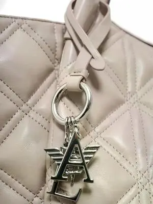 Emporio Armani Diamond-pattern Tote Bag With Logo Charm