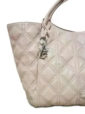 Emporio Armani Diamond-pattern Tote Bag With Logo Charm