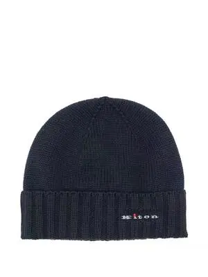 Kiton Ribbed Wool Beanie - Blue