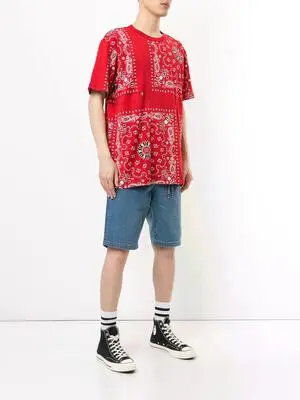 MASTERMIND WORLD Crew Neck Bandana Print T-shirt - Red