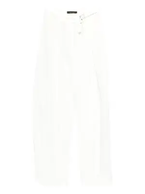 Pinko Pleated Belted Straight Trousers - White