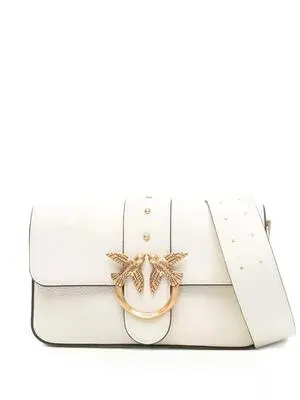 Pinko Love Birds Leather Shoulder Bag - Neutrals