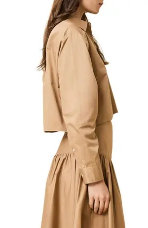 Solid & Striped The Cropped Avril Button-up Shirt - Camel