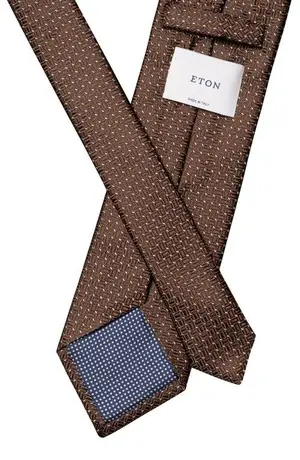 Eton Geometric Silk Tie - Medium Brown