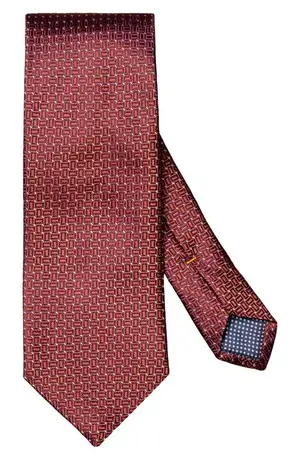 Eton Micro Geometric Silk Tie - Medium Red