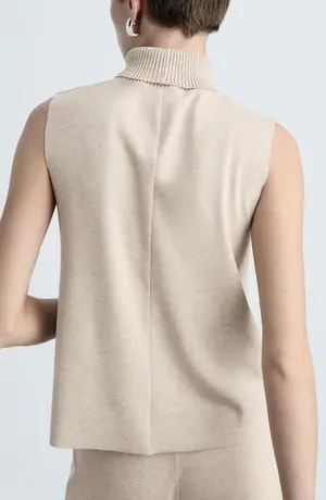 Mango Sleeveless Turtleneck Sweater - Beige