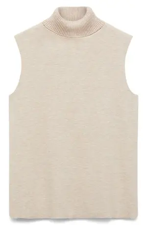 Mango Sleeveless Turtleneck Sweater - Beige