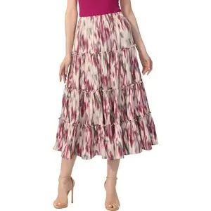 KIMI + KAI Tiered Ruffle Midi Skirt - Orchid