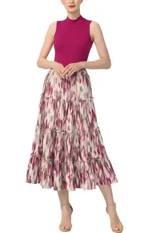 KIMI + KAI Tiered Ruffle Midi Skirt - Orchid