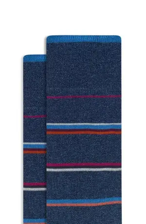 Bugatchi Striped Mercerized Cotton Blend Dress Socks