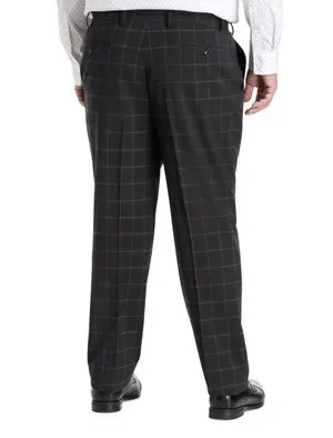 TALLIA Big & Tall Windowpane Suit Pants