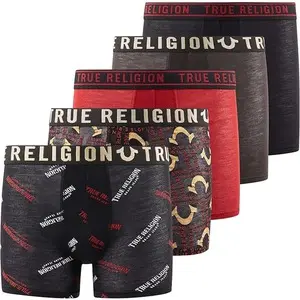 True Religion Boxer Briefs Pack Of 5 - Red/black Assorted