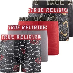 True Religion Boxer Briefs Pack Of 5 - Red/gold/black/grey