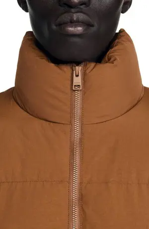 Sandro Technical Fabric Puffer Jacket - Cognac