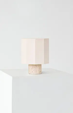 BRIGHTECH Cleo 10" Travertine Natural Stone Led Table Lamp - Cream