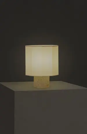 BRIGHTECH Cleo 10" Travertine Natural Stone Led Table Lamp