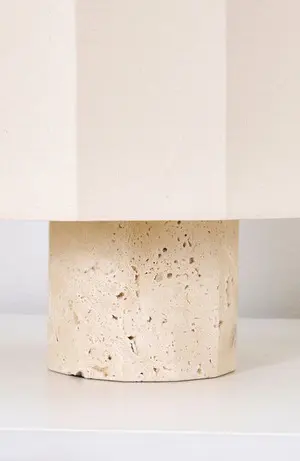 BRIGHTECH Cleo 10" Travertine Natural Stone Led Table Lamp