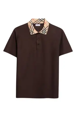 Burberry Evan Check Collar Cotton Piqué Polo
