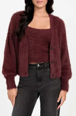 Guess Keyla Fuzzy Cardigan - Rust