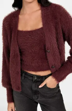 Guess Keyla Fuzzy Cardigan - Rust