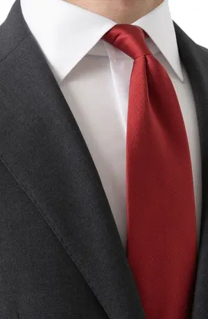 Eton Solid Silk Twill Tie - Red