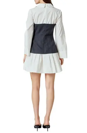 Endless Rose Mixed Media Long Sleeve Minidress